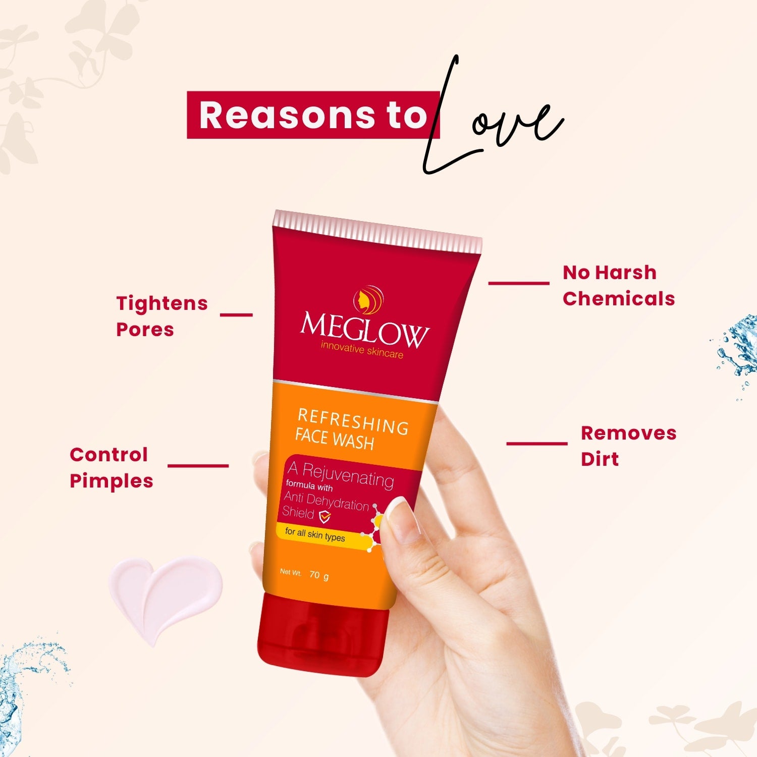 Meglow Skin Care Combo for Women - Bb+ Cream 30g , Refreshing Face Was ...